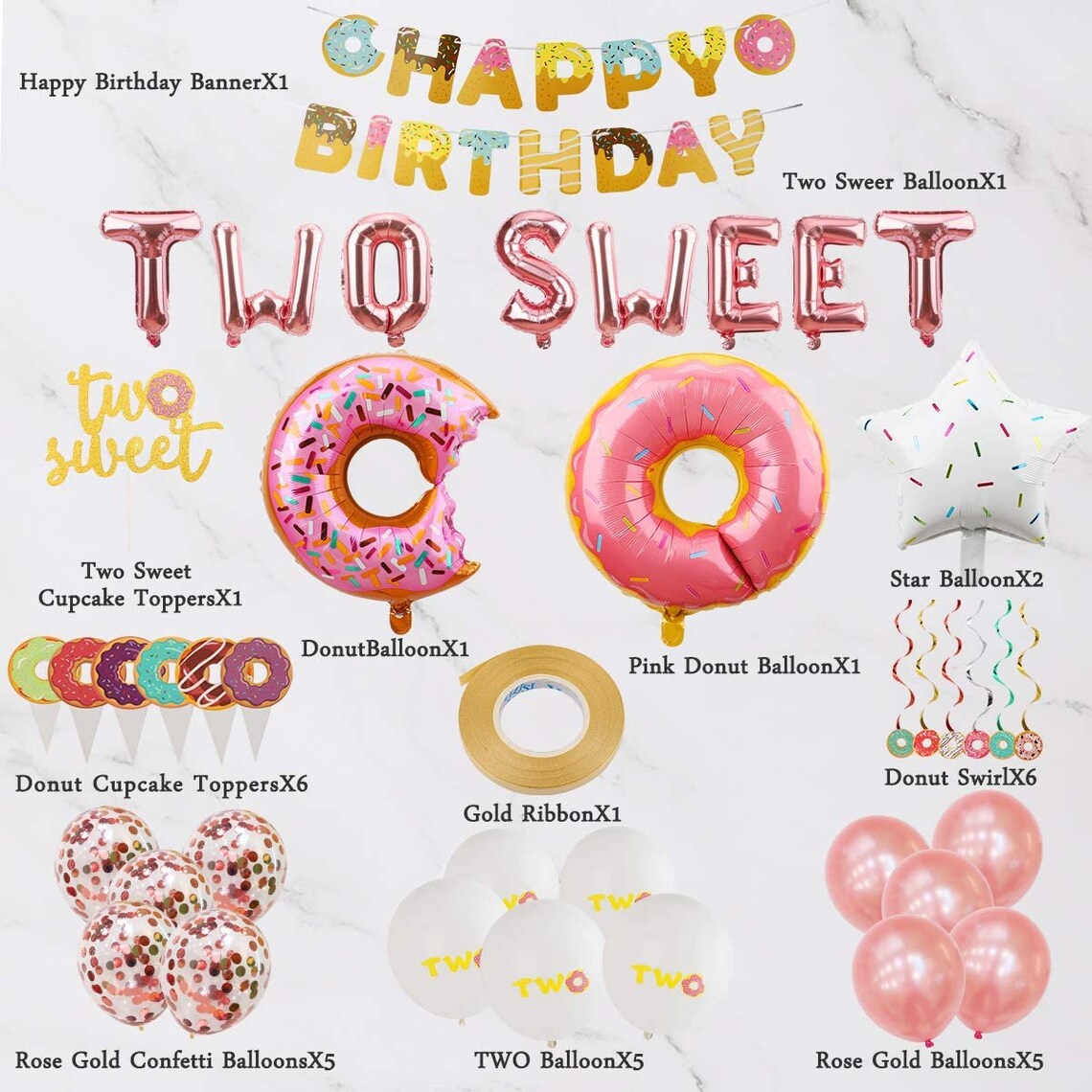 Donut Two Sweet Birthday Party Decoration Girl's Donut - Etsy