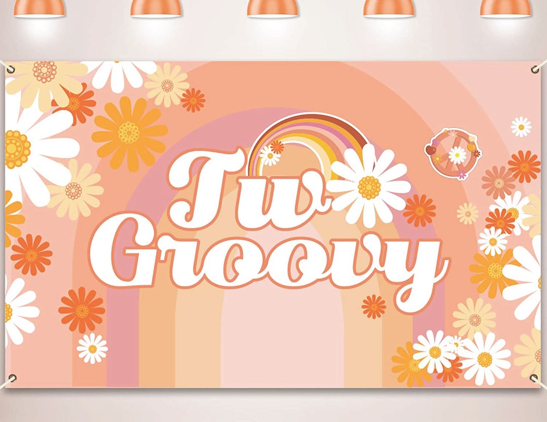 Two Groovy Birthday Backdrop for Hippie Boho Party Decorations - Etsy