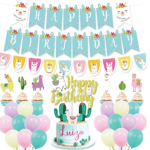 Llama Birthday Decorations, Llama Birthday Decor Kit, Girl's Llama ...