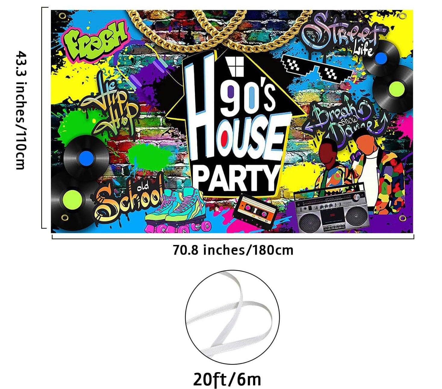 90s House Party Backdrop, Hip Hop Graffiti 90's Theme House Party ...