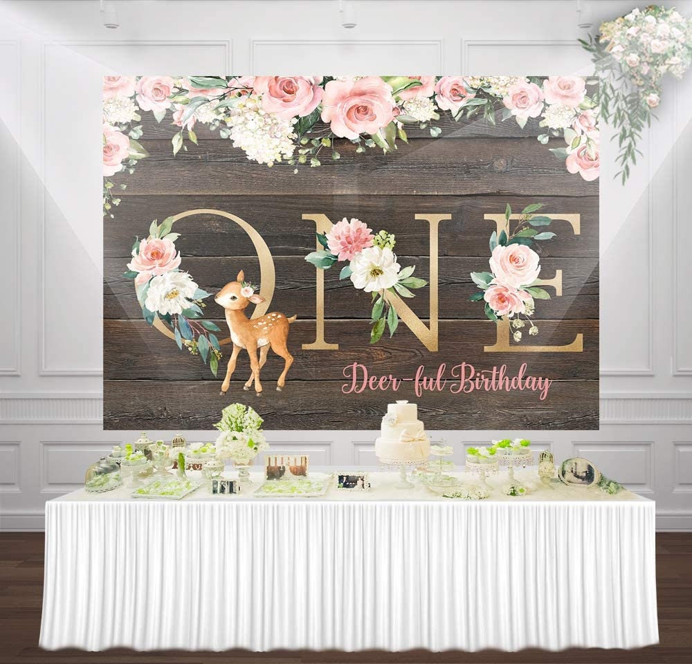 One Deer-ful Backdrop Sweet Deer 1st Birthday Banner - Etsy