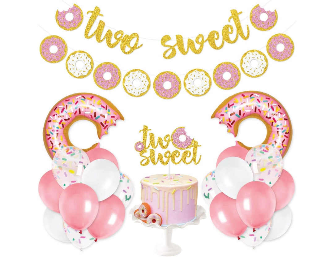 Donut Two Sweet Birthday Party Decoration, Girl's Donut 2nd Birthday ...