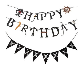Pirate Happy Birthday Banner | Etsy