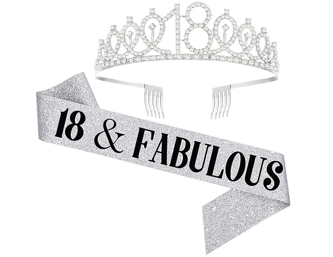 18th Birthday Sash and Tiara for Girls, 18 & Fabulous Birthday Sash ...