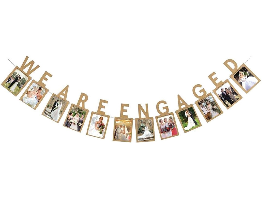 We Are Engaged Photo Banner, Wedding Sign Bridal Shower, Bachelorette ...