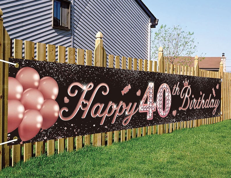 Large 40th Birthday Banner Backdrop Decorations for Women Rose - Etsy