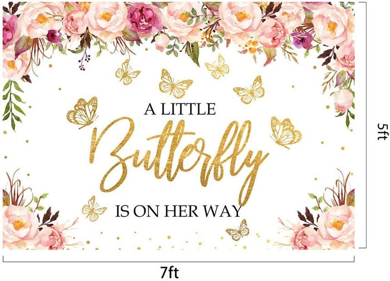 Butterfly Baby Shower Backdrop, A Little Butterfly is on the Way Photo ...