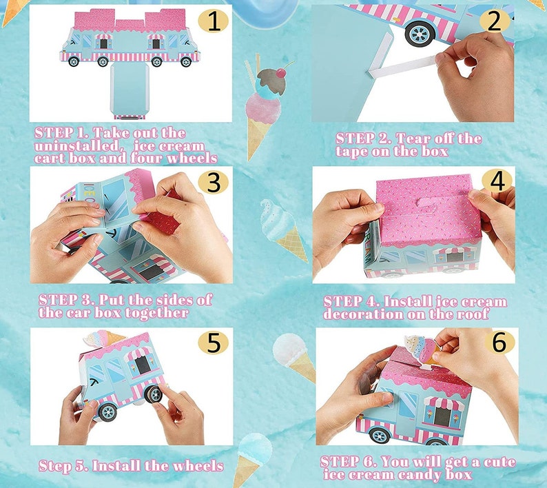 Ice Cream Party Favor Boxes, Ice Cream Truck Treat Boxes, Ice Cream ...