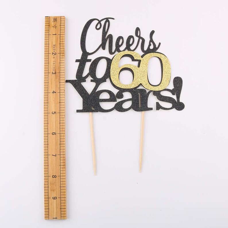 60th Cake Topper Black and Gold 60 Cake Topper 60th Party | Etsy