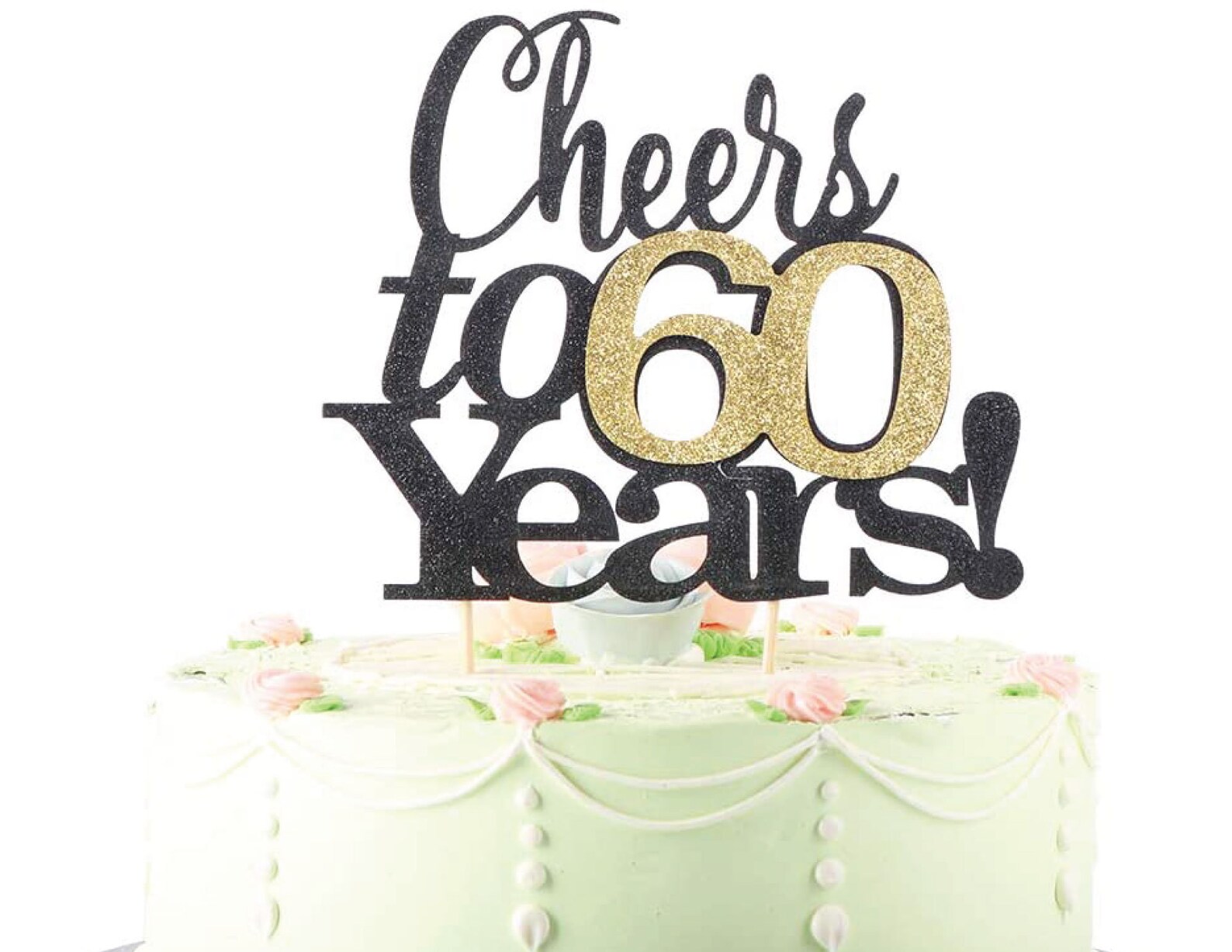 60th Cake Topper Black and Gold 60 Cake Topper 60th Party | Etsy