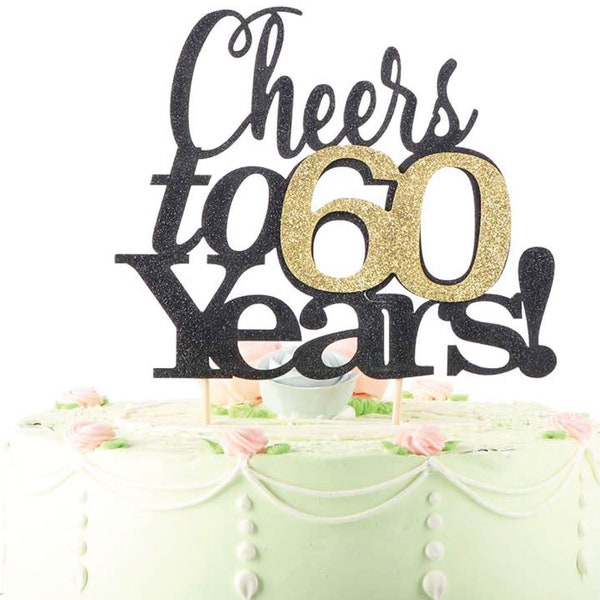 60th Black and Gold Topper - Etsy