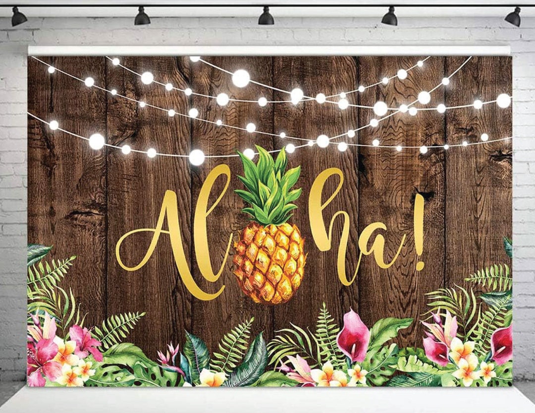 Aloha Rustic Wooden Backdrop Summer Tropical Hawaiian Beach Luau Party ...
