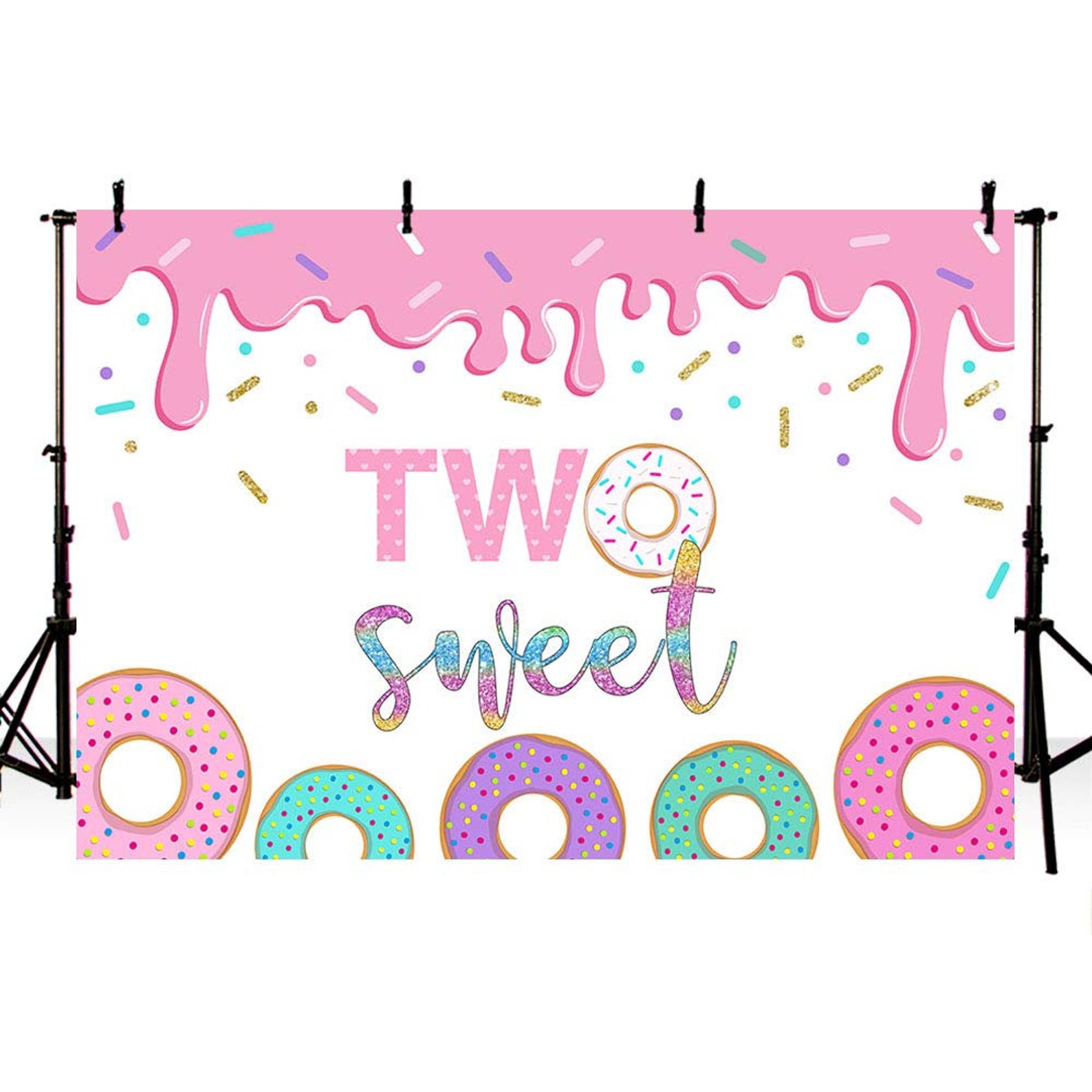Donut Backdrop Donut Two Sweet Backdrop Banner Girl's - Etsy