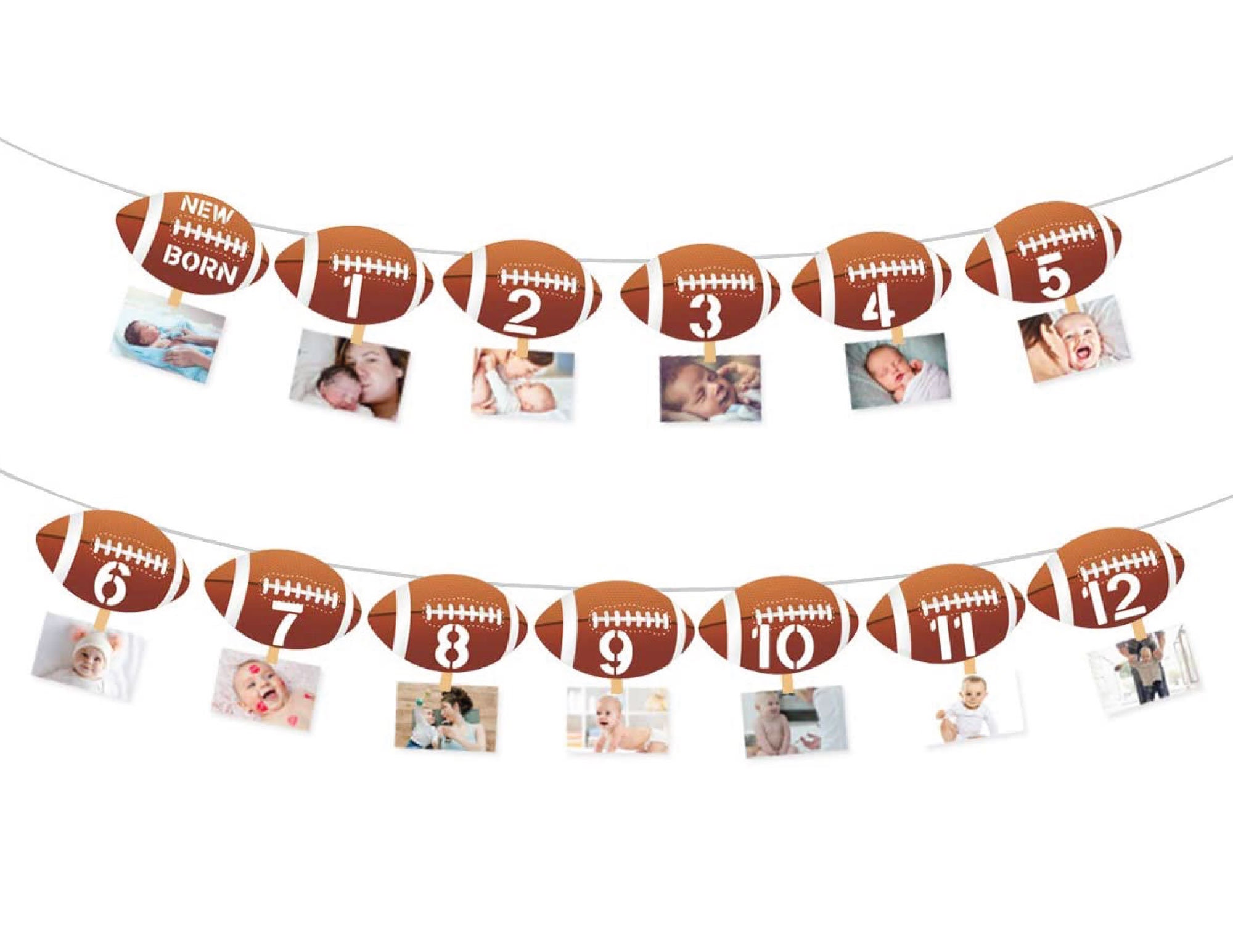 Football 1st Birthday Monthly Photo Banner Football Theme First Year ...
