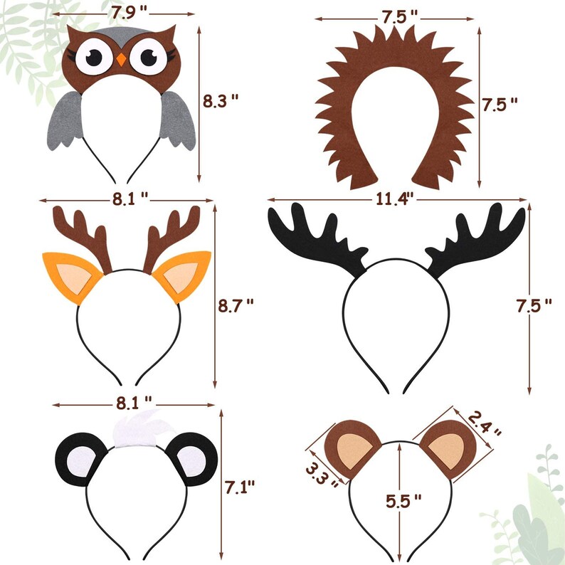 Woodland Animals Headbands Pack of 13, Woodland Party Favors, Forest ...