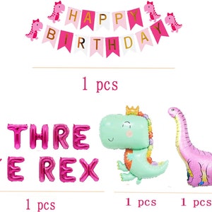 Girl Dinosaur Three Rex Birthday Decorations, Girls 3rd Birthday ...