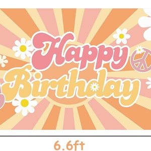 Groovy Birthday Backdrop for Retro Hippie Boho Party Decorations Daisy ...