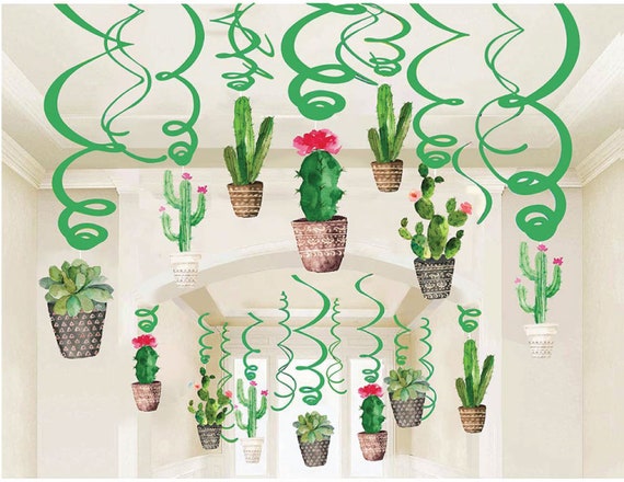 Cactus Hanging Swirl Decorations 30 Pack Cactus Party | Etsy