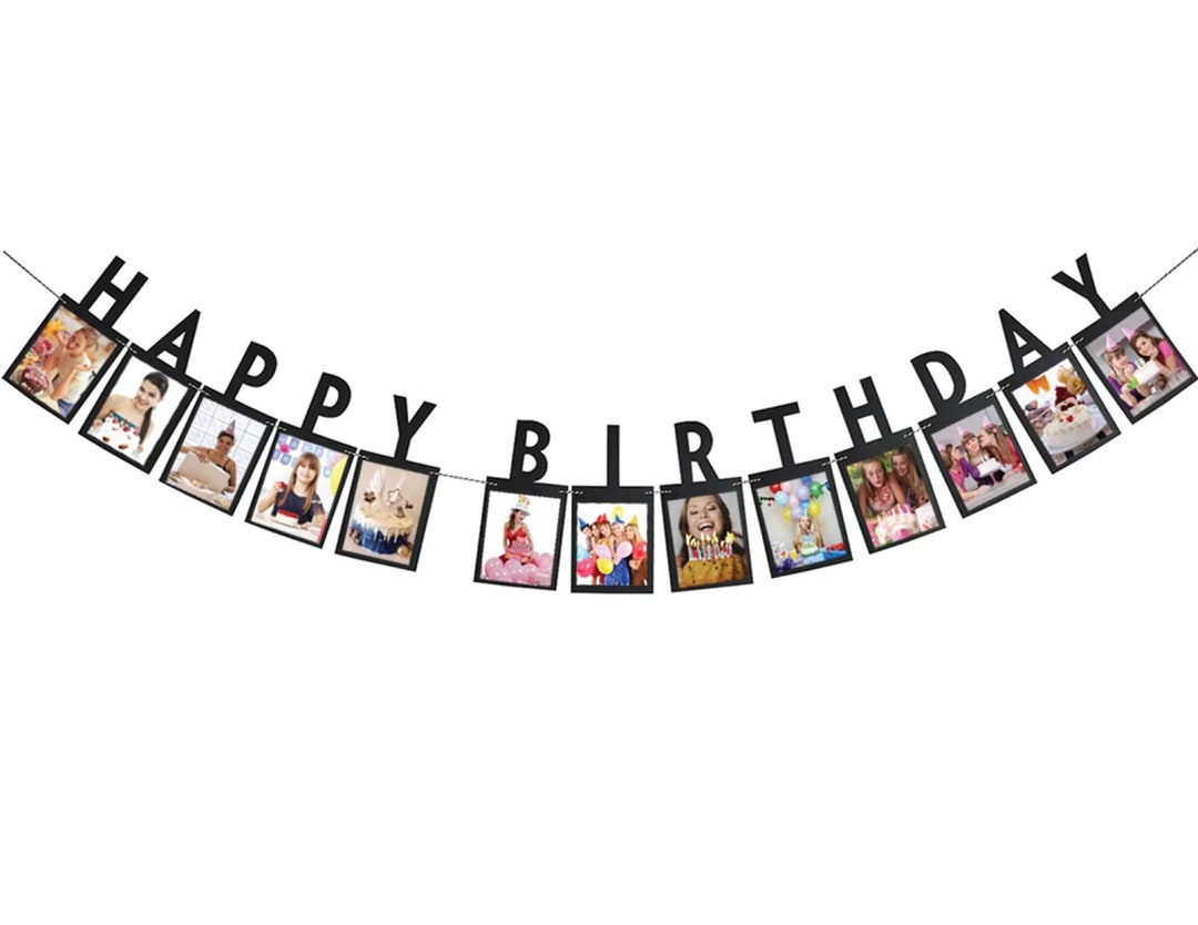 Birthday Photo Banner, Annual Milestone Happy Birthday Banner, Mens ...