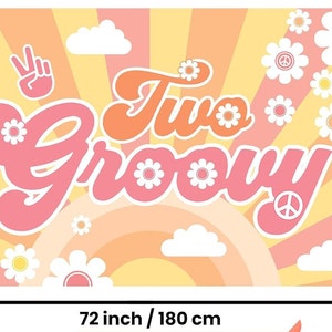 Two Groovy Birthday Backdrop for Hippie Boho Party Decorations Daisy ...
