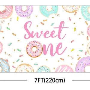 Donut Backdrop, Donut Sweet One Backdrop Banner, Donut Party, Girl's ...