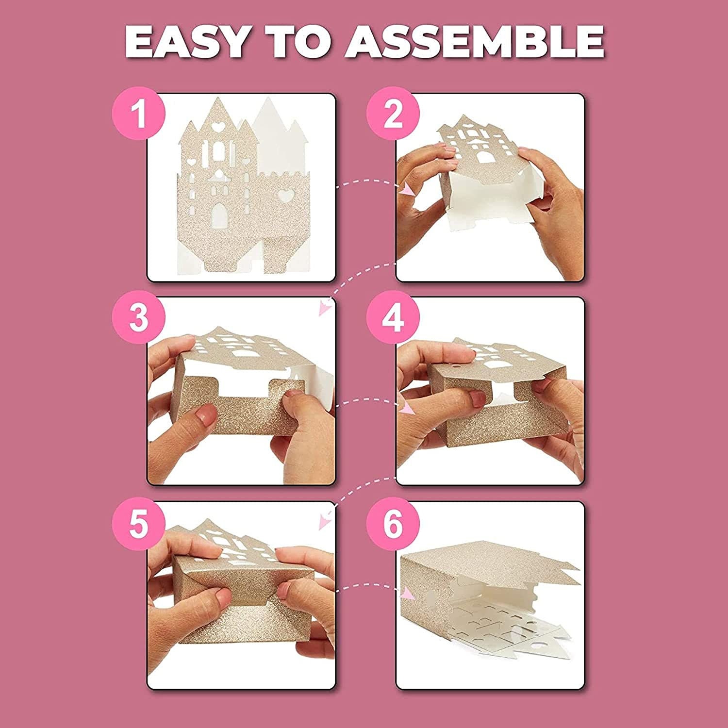 Princess Favor Boxes 16 Pack Gold Glitter Princess Theme | Etsy