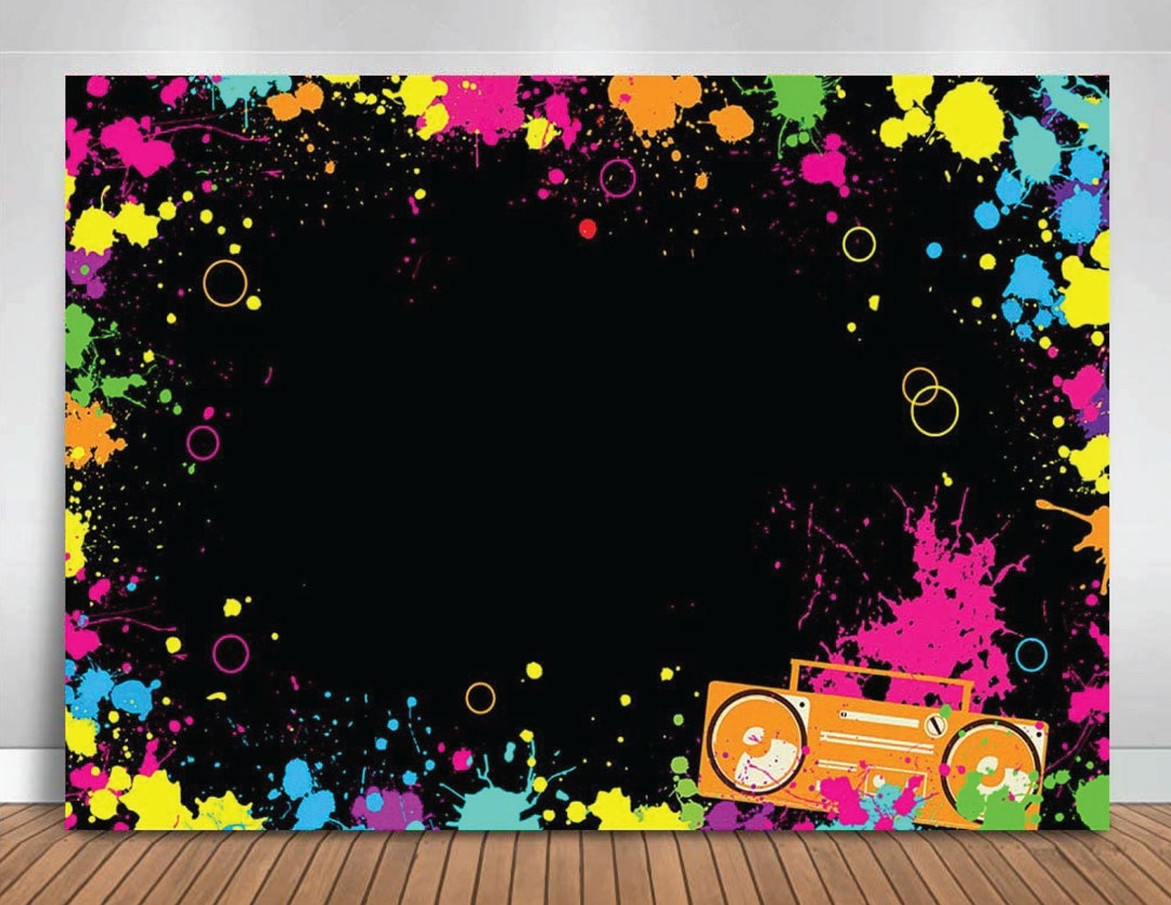 Let's Glow Splatter Photo Background, Glow Neon Party Backdrop 7x5ft ...