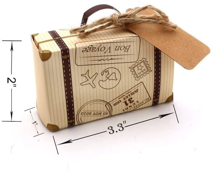 Mini Suitcase Favor Box 50pcs, Travel Themed Treat Boxes, New Adventure ...