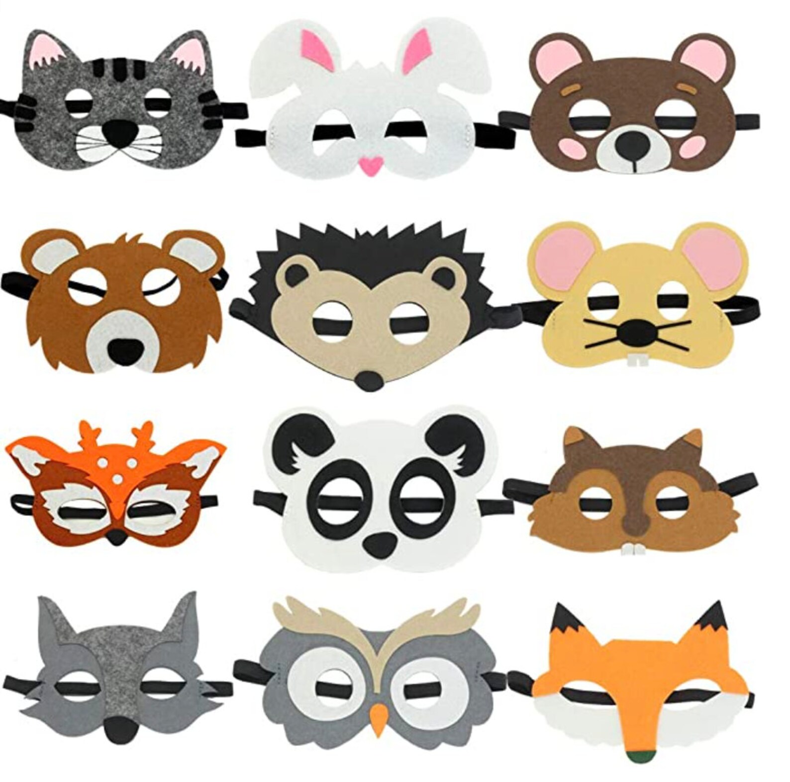 Woodland Animals Felt Masks Pack of 12 Woodland Party Favors | Etsy