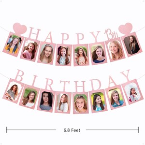 13th Birthday Photo Banner, 13th Birthday Rose Gold Glitter Banner ...