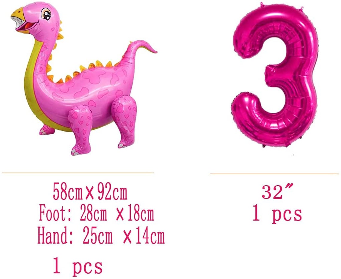 Girl Dinosaur Birthday Decorations, Three Rex Girls Pink Dinosaur ...