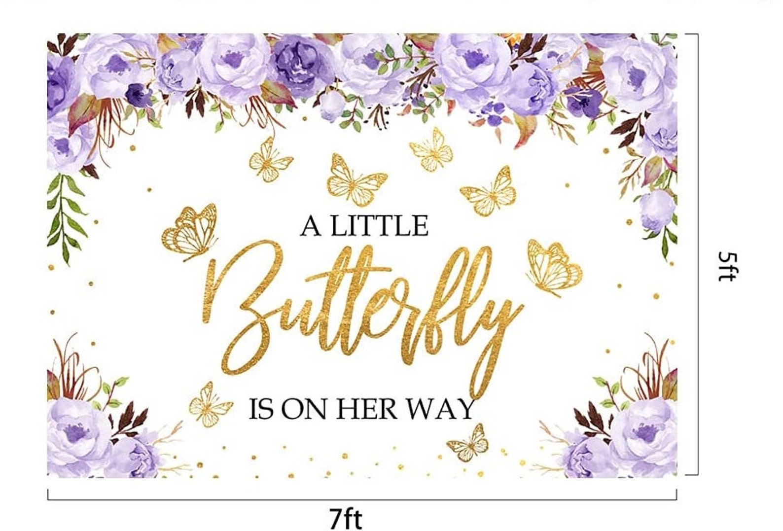 Butterfly Baby Shower Backdrop, A Little Butterfly is on the Way Photo ...