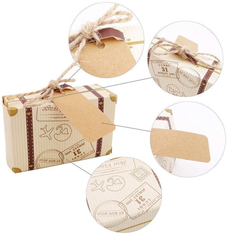 Mini Suitcase Favor Box 50pcs, Travel Themed Treat Boxes, New Adventure ...