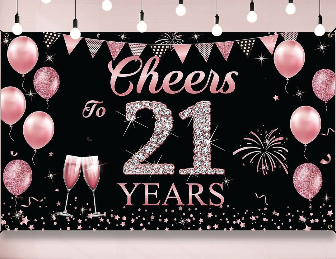 21st Birthday Banner Backdrop Cheers to 21 Years Photo Background ...