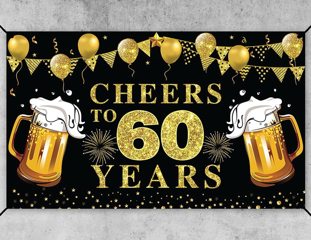 60th Birthday Banner Backdrop Cheers to 60 Years Photo Background ...