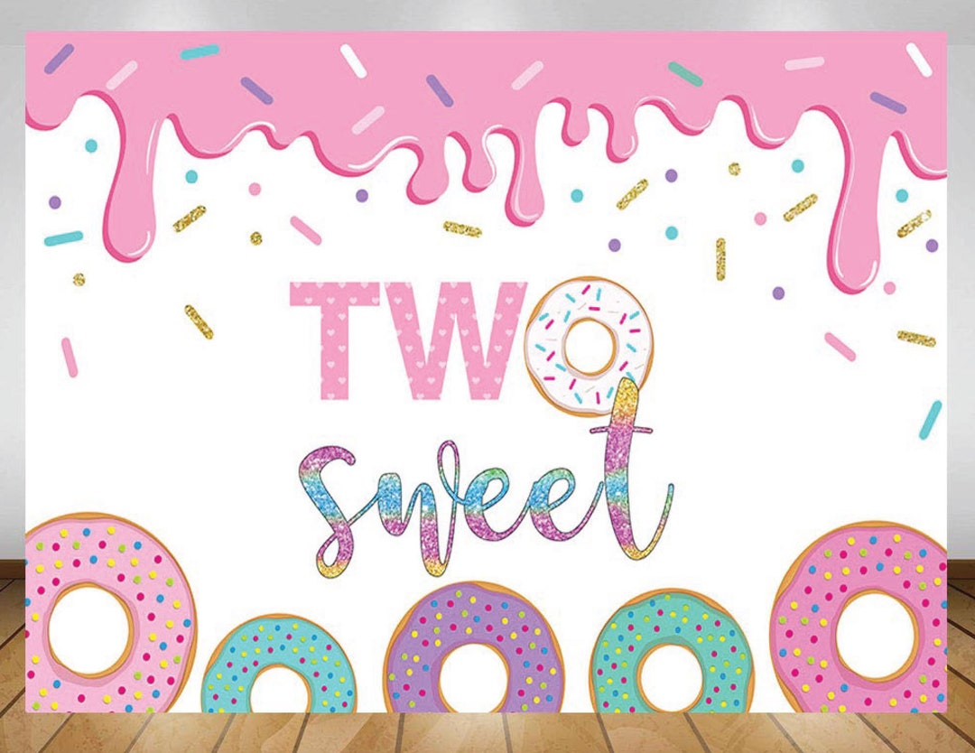 Donut Backdrop, Donut Two Sweet Backdrop Banner, Girl's Second Birthday ...