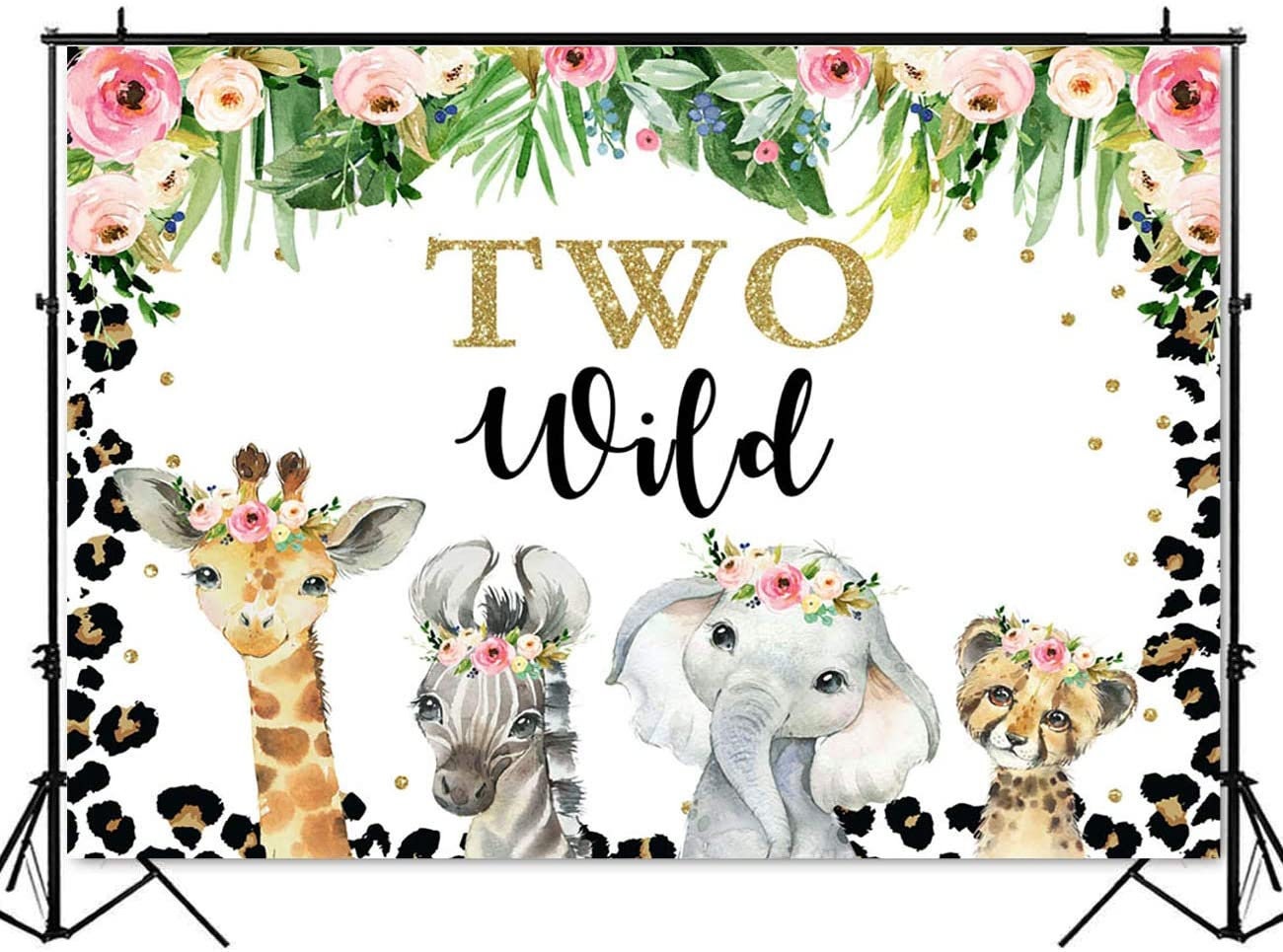 Two Wild Backdrop Girl's Jungle Safari Animals 2nd - Etsy