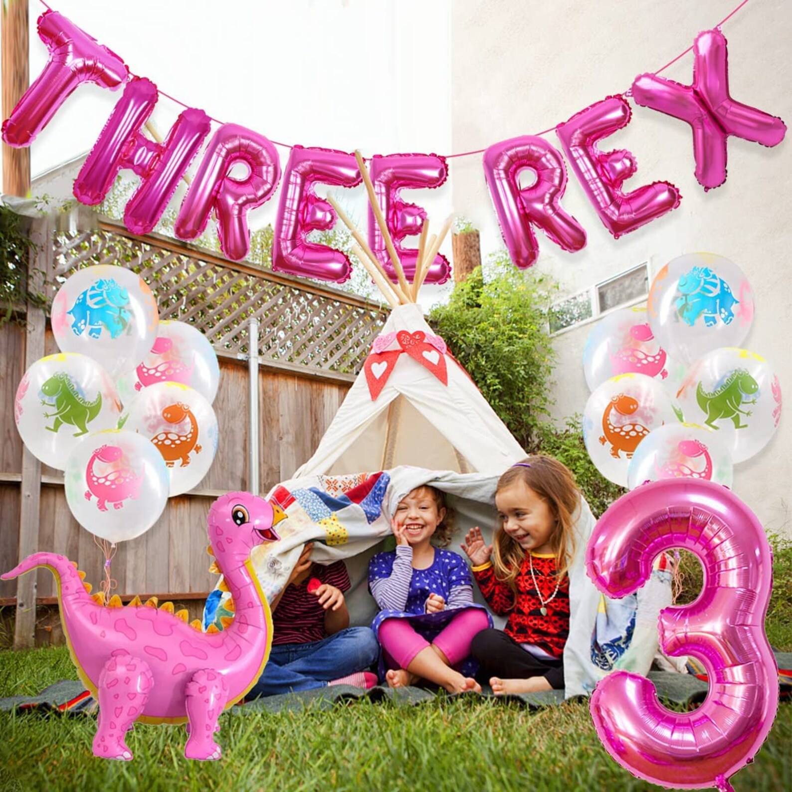 Girl Dinosaur Birthday Decorations Three Rex Girls Pink | Etsy