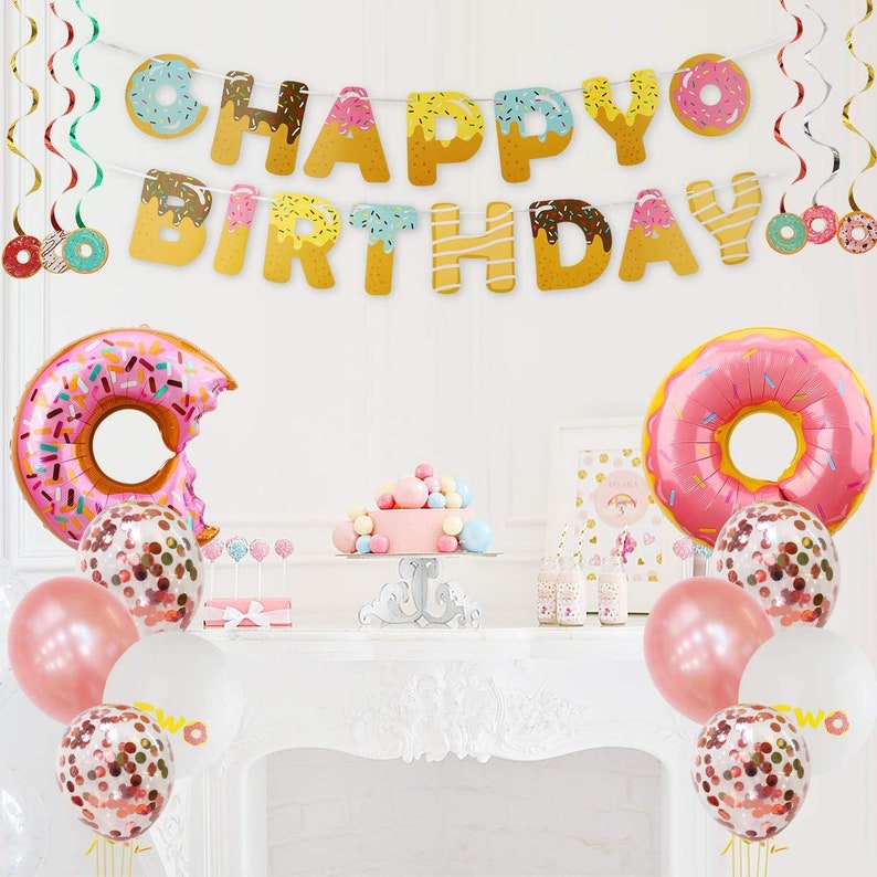 Donut Two Sweet Birthday Party Decoration, Girl's Donut 2nd Birthday ...