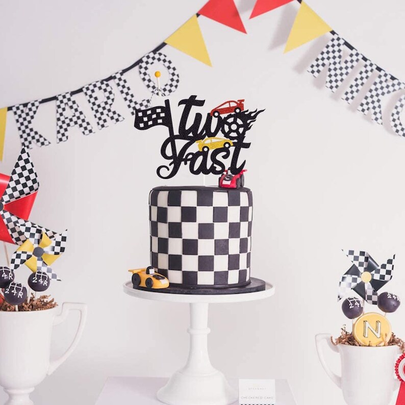 Two Fast Cake Topper Racing Car Happy Birthday Cake | Etsy