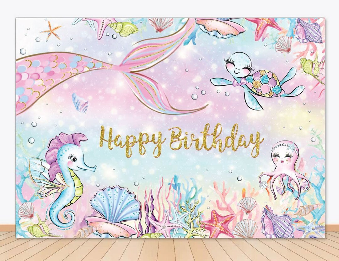 Under the Sea Birthday Backdrop, Under the Sea Party Decorations, Shell ...