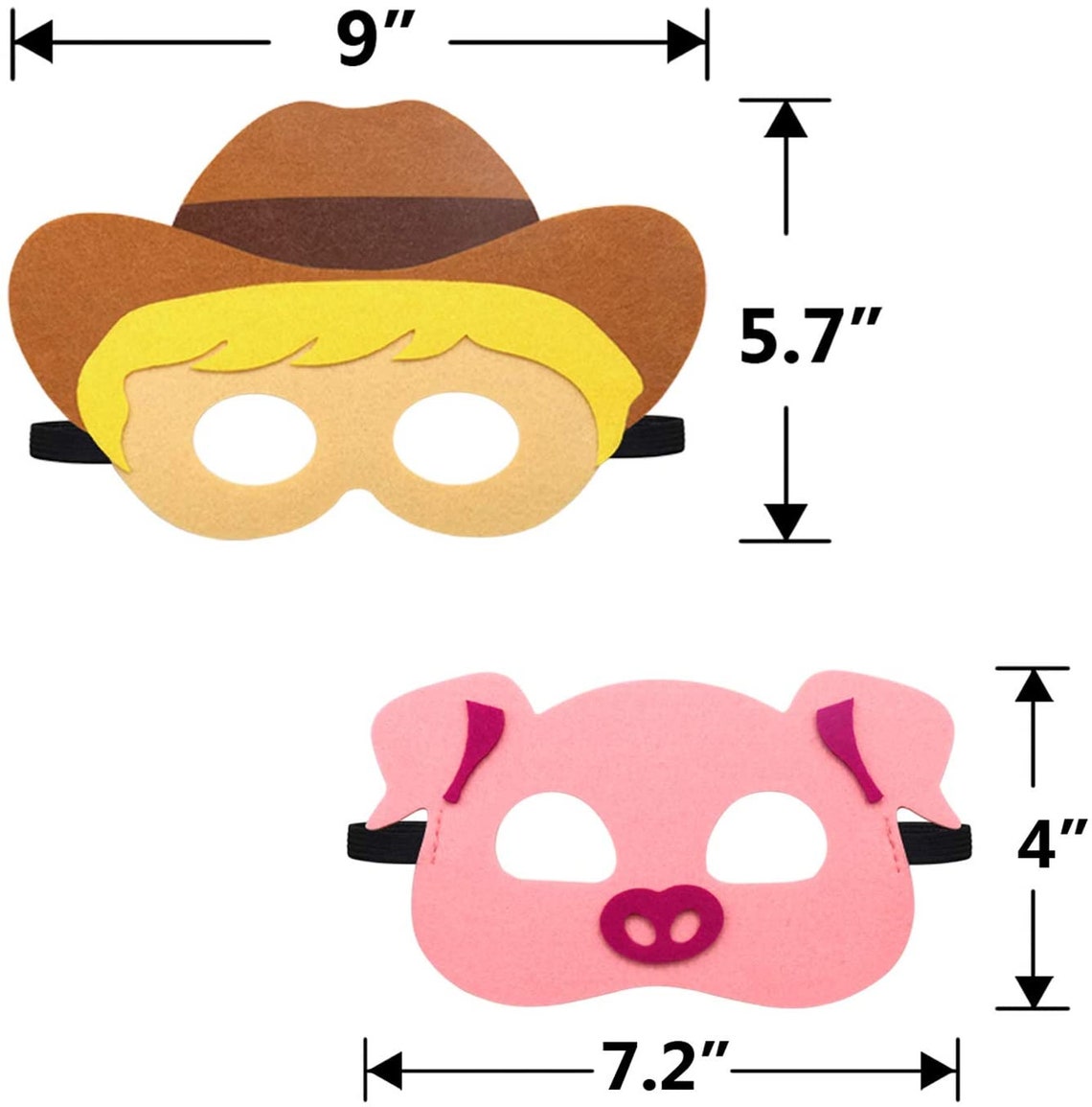 Farm Animals Felt Masks Pack of 12 Farm Birthday Party | Etsy