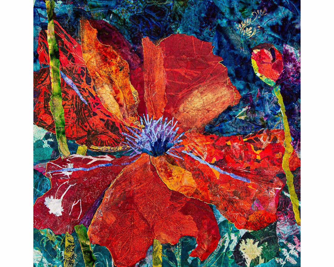 Red Poppy Art Mixed Media Art Red Flower Printed on Fine Art Paper ...