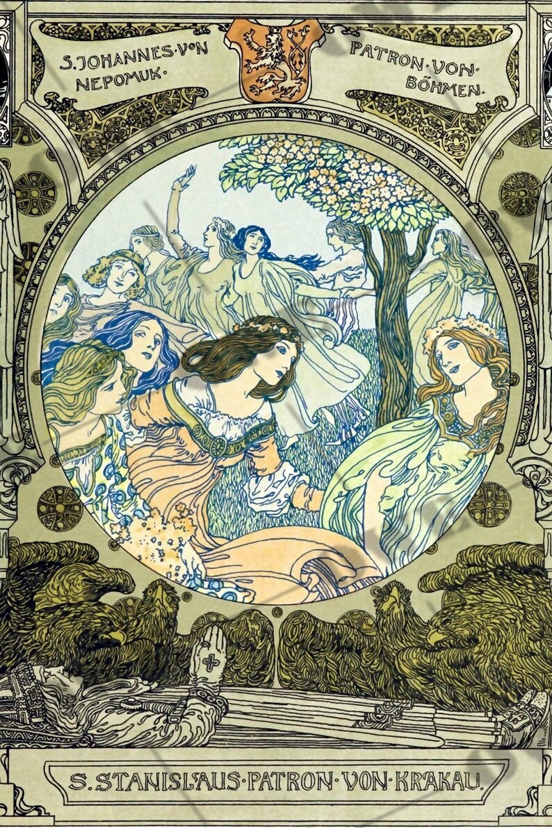 PRETTY Austrian Art Nouveau Print Saint Stanislaus the Martyr - Etsy