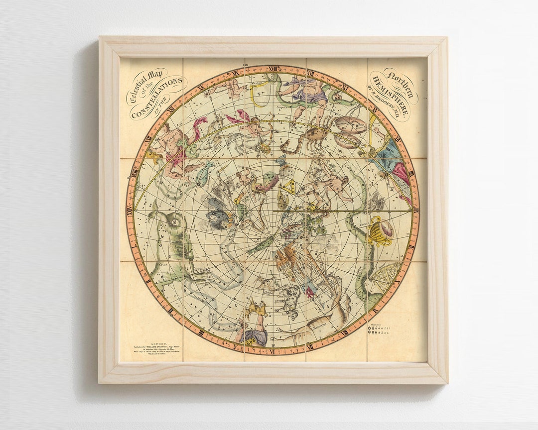 Ancient Celestial Map Northern Hemisphere Dated 1820 Celestial Art ...