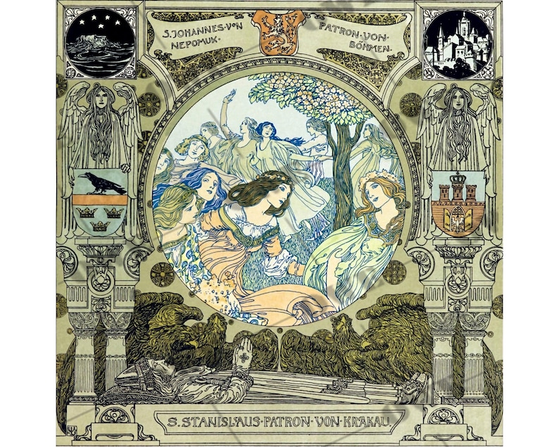 PRETTY Austrian Art Nouveau Print Saint Stanislaus the Martyr - Etsy