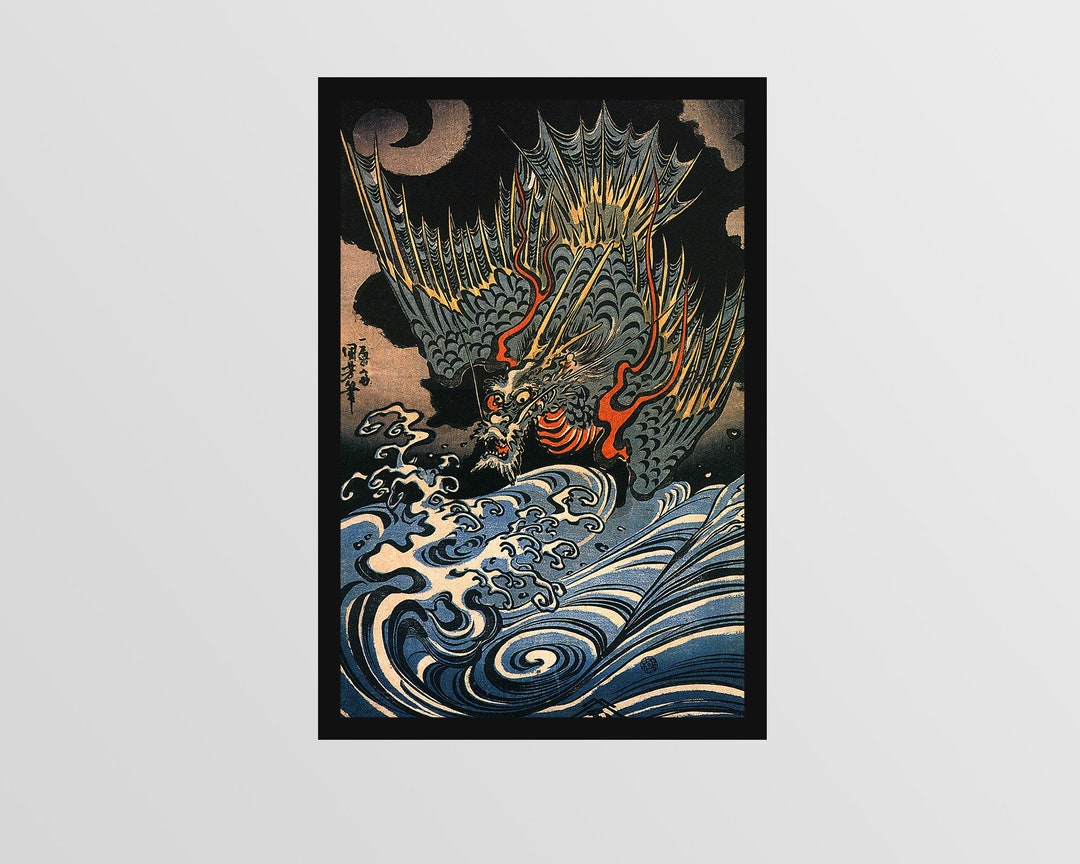 Dragon Woodblock Print Artist Utagawa Kuniyoshi Around 1840s Asian Art ...