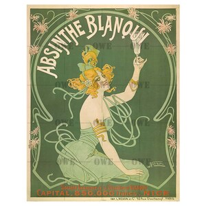 Art Nouveau Advert ABSINTHE Blanqui, the Green Fairy Aperitif French ...