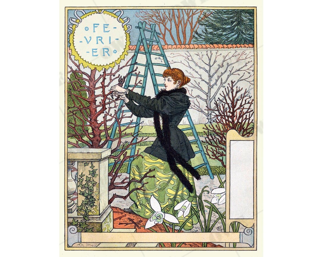 FEBRUARY Birthday Gift - Art Nouveau Wall Decor - Eugene Grasset ...