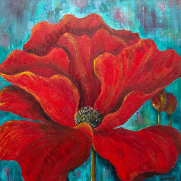 Red Poppy Painting - Etsy